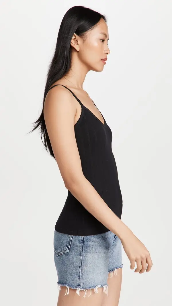 LESET Pointelle Tank Top - Black