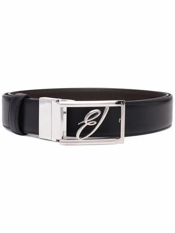 Brioni Logo-plaque Leather Belt - Black