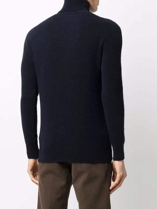 ROBERTO COLLINA Roll Neck Knitted Jumper - Blue