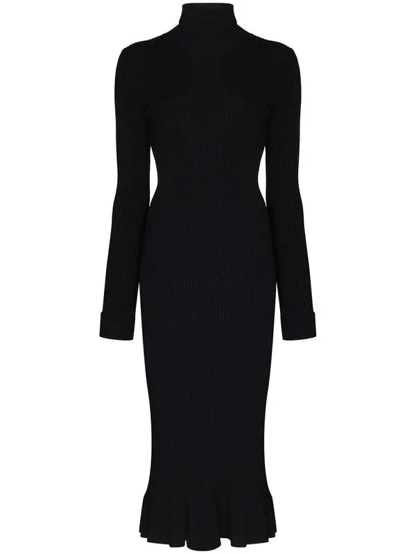 GANNI Open-back Rib-knit Dress