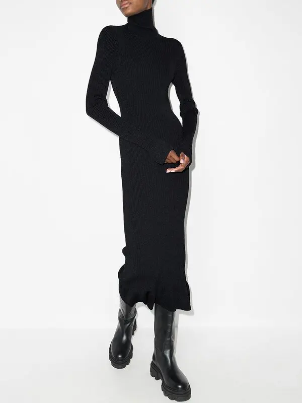 GANNI Open-back Rib-knit Dress