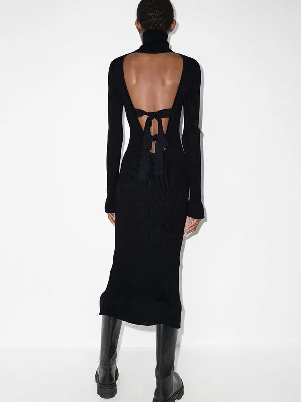GANNI Open-back Rib-knit Dress