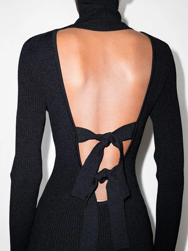 GANNI Open-back Rib-knit Dress
