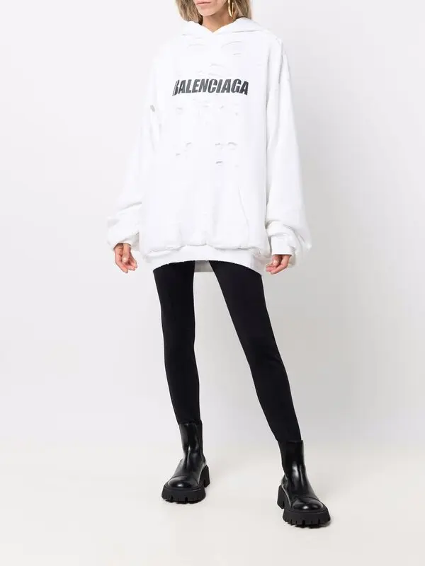 トップス BALENCIAGA 21SS Caps Destroyed Hoodie Balenciaga Caps Destroyed Hoodie 'Black' 659403TKVB61781