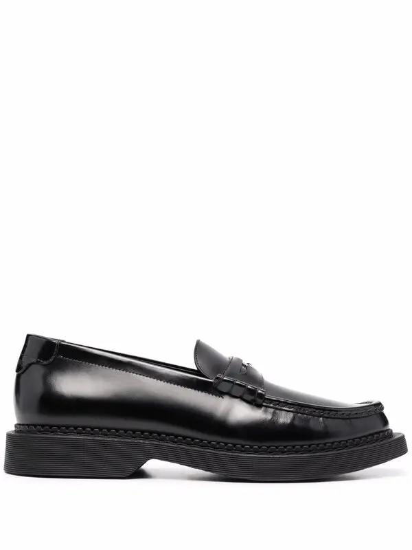靴 SAINT LAURENT teddy penny loafer 40 Saint Laurent Teddy Penny Loafers - Black | Editorialist