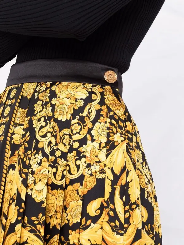 Versace Barocco Pleated Skirt - Black