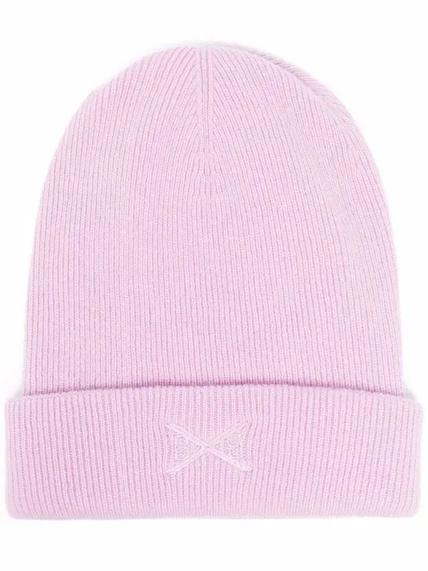 BARRIE Embroidered Cashmere Beanie - Purple