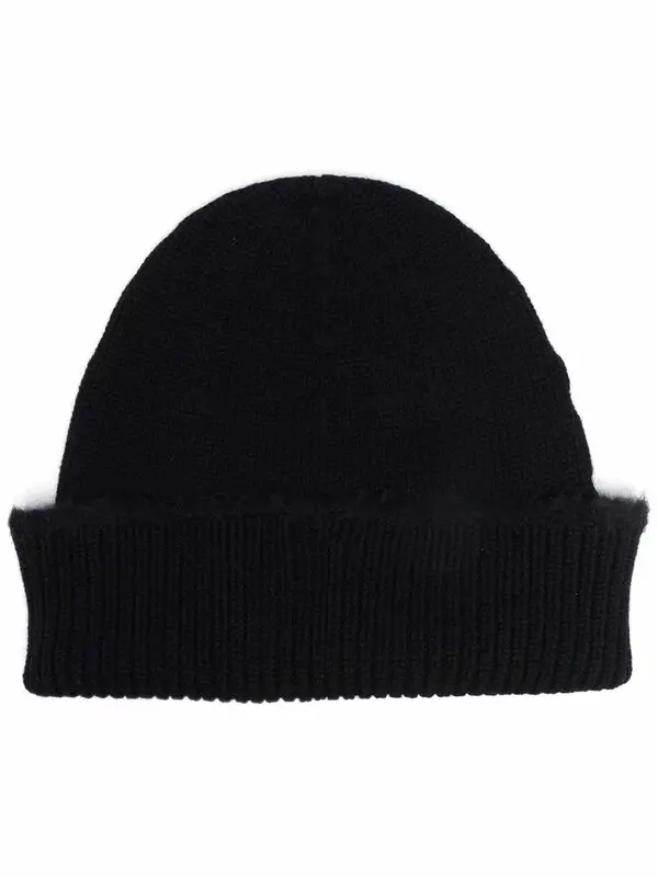 BARRIE Ribbed Cashmere Beanie - Black
