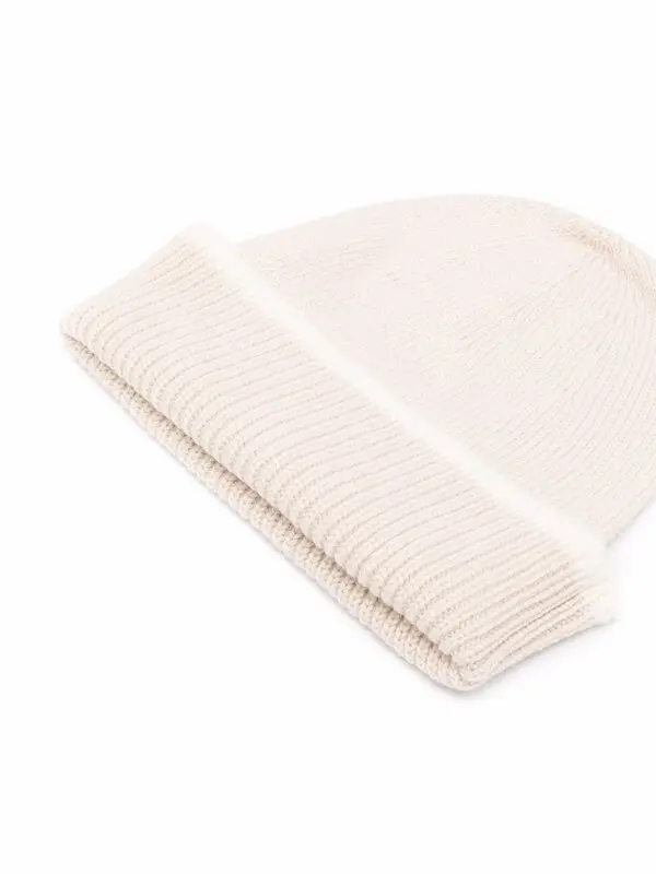 BARRIE Cashmere Ribbed Beanie - Neutrals