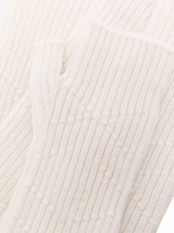 BARRIE Long Fingerless Cashmere Gloves - Neutrals