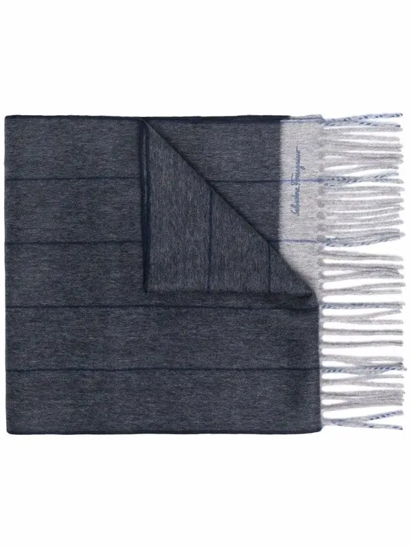 FERRAGAMO Embroidered Logo Scarf - Blue