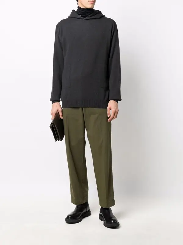 Malo Ribbed-knit Hooded Sweatshirt - Black