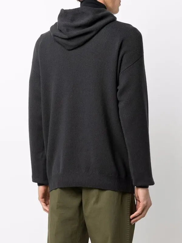 Malo Ribbed-knit Hooded Sweatshirt - Black
