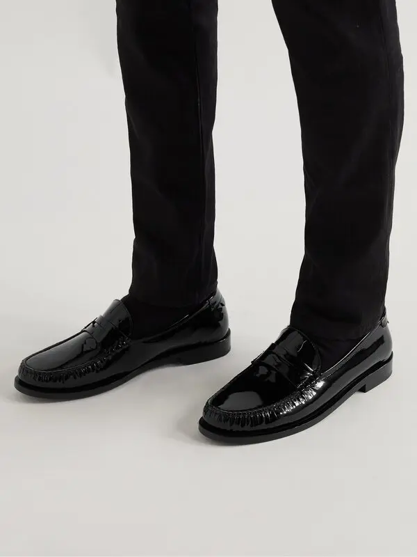 Saint Laurent Mag Patent-leather Penny Loafers