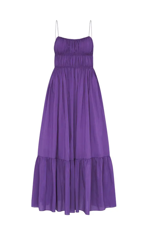 matteau purple dress Matteau Shirred Waist Mini Dress | Purple