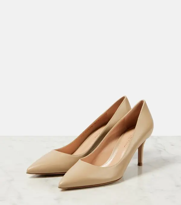 GIANVITO ROSSI 70 Leather Pumps - Beige