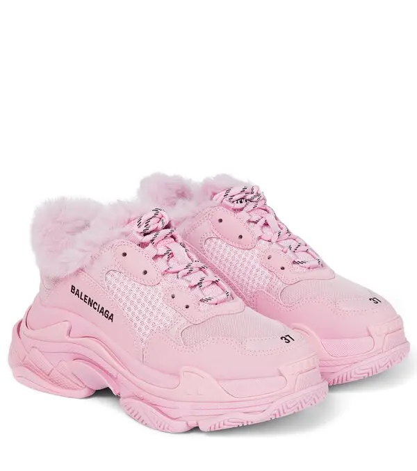 Balenciaga Triple S Faux Fur-lined Sneakers