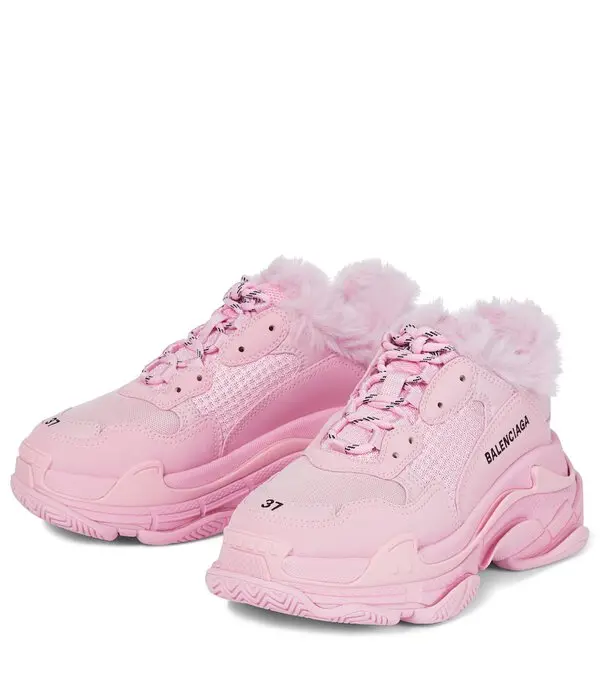 Balenciaga Triple S Faux Fur-lined Sneakers