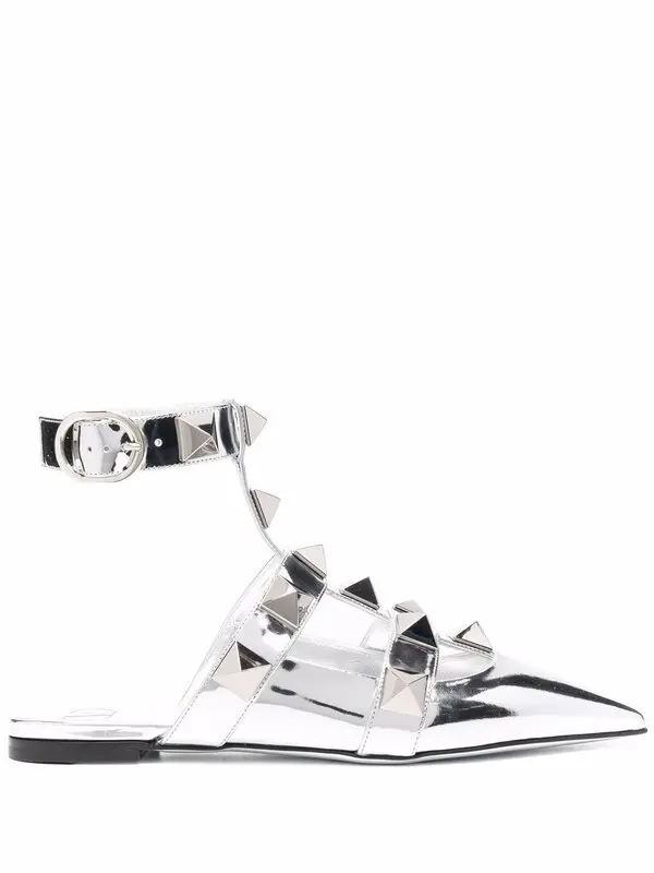 Valentino Garavani Roman Stud Buckled Shoes - Silver