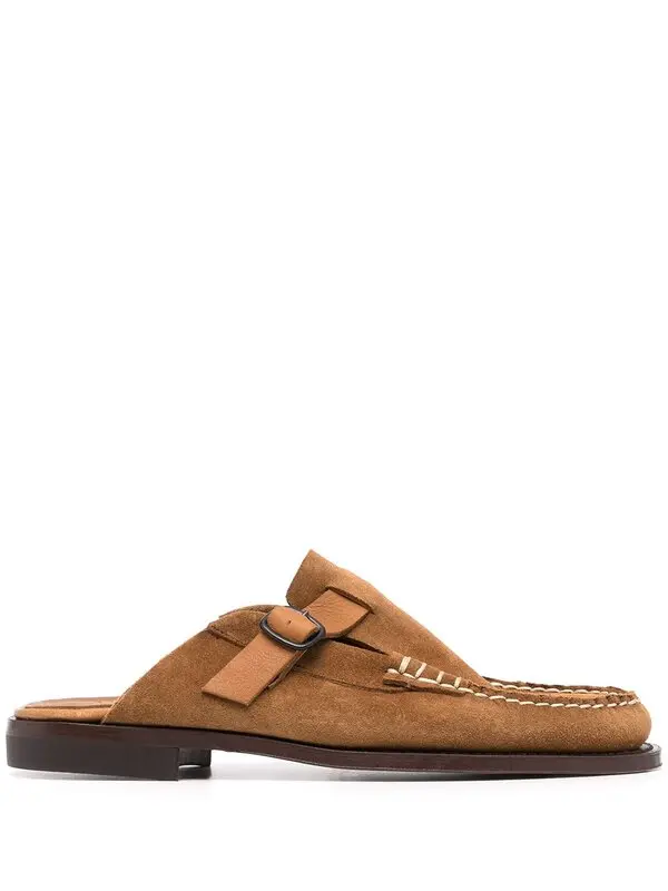 Hereu Round-toe Buckle-detail Mules
