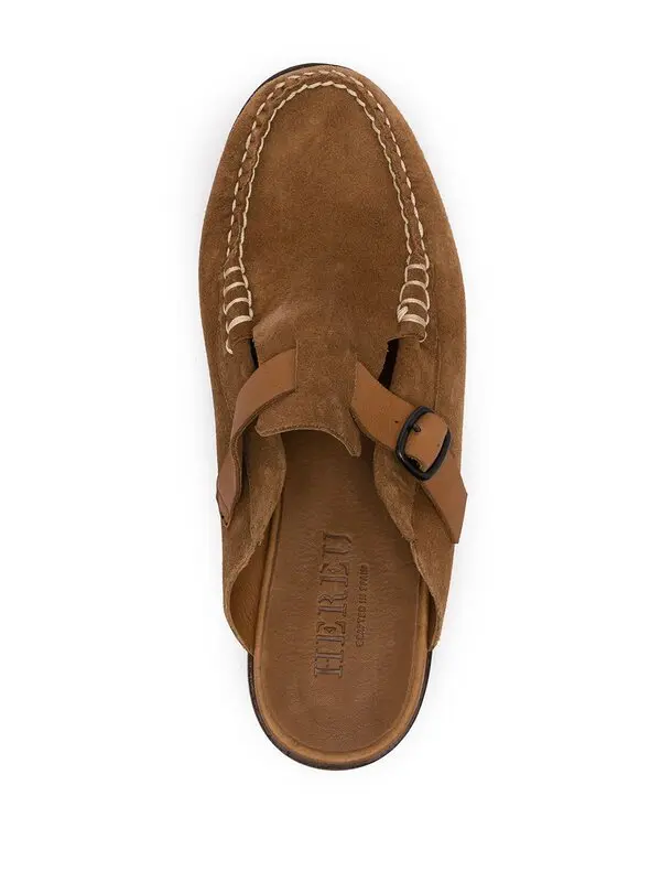 Hereu Round-toe Buckle-detail Mules