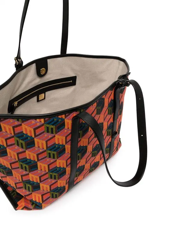 Mcm Cubic-monogram Jacquard Tote - Multicolour