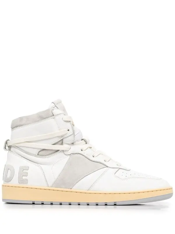 Rhude Panelled Hi-top Sneakers - White