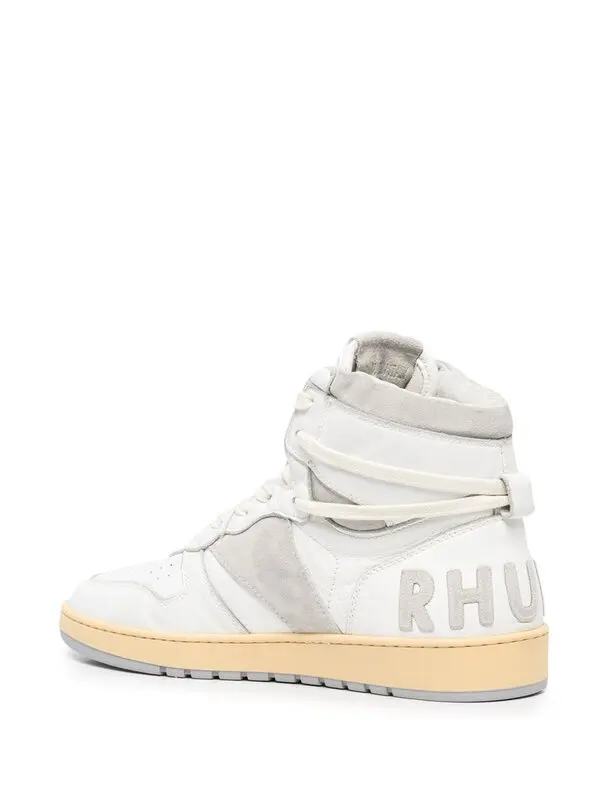 Rhude Panelled Hi-top Sneakers - White