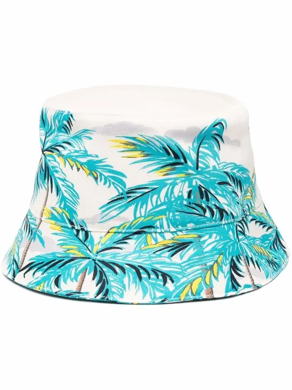 Palm Angels Palm-print Bucket Hat - Neutrals
