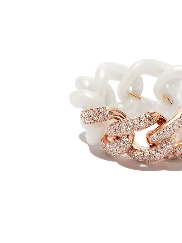 Shay 18kt Rose Gold Medium Link Diamond Ring - Rose Gold Ceramic