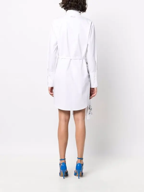 Off-White Pleated Panel Shirt Dress