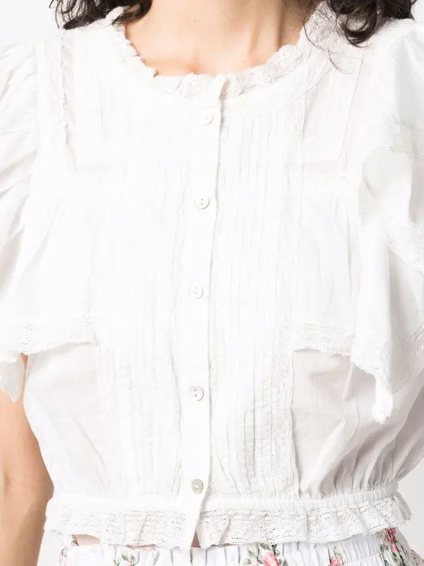LoveShackFancy Ruffle-trim Cropped Shirt