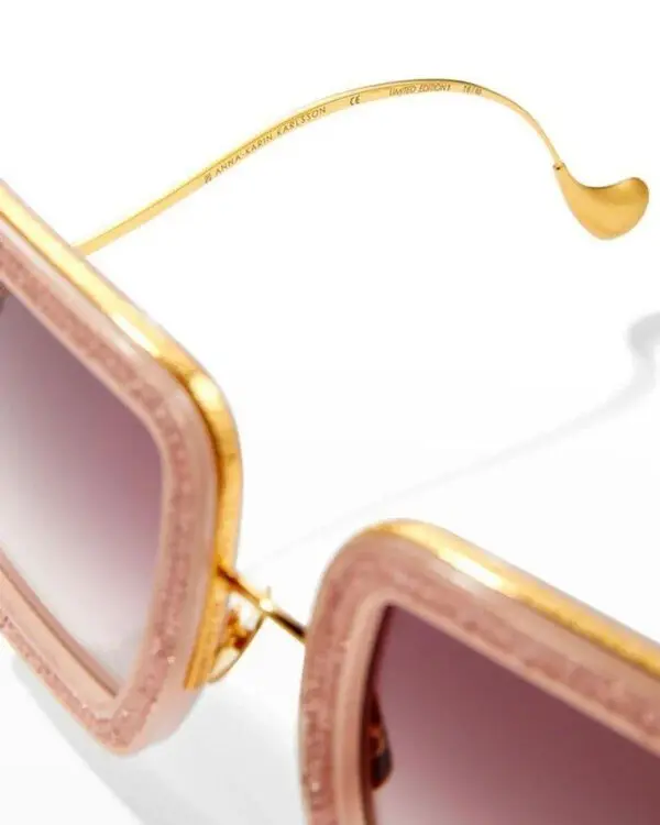 Anna-Karin Karlsson Beaming Sky Swarovski Square Acetate Sunglasses - Pink