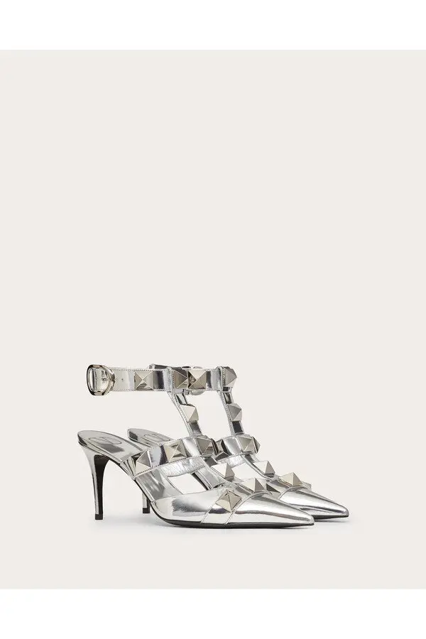 Valentino Garavani Roman Stud Mirror-finish Calfskin Pump 80 Mm