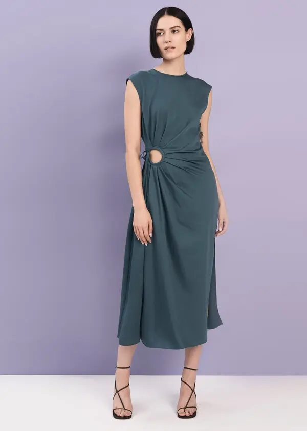 green emerald velvet dress Derek Lam 10 Crosby Womens Philippa Midi Dress, 4, Green main image 0