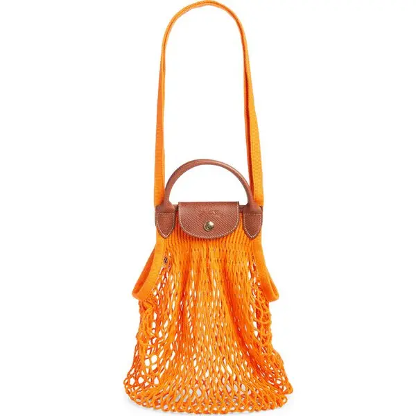 Longchamp Le Pliage Filet Knit Shoulder Bag - Bright Orange