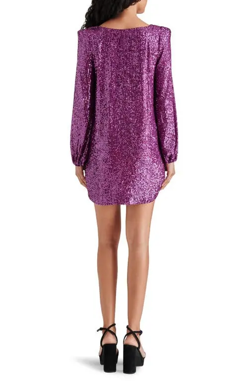 Steve Madden Sequin Mini Shift Dress With Long Sleeves