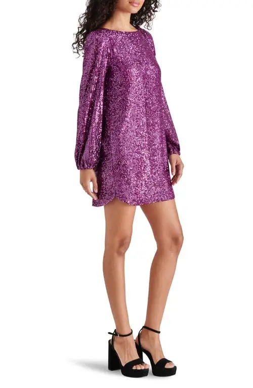 Steve Madden Sequin Mini Shift Dress With Long Sleeves