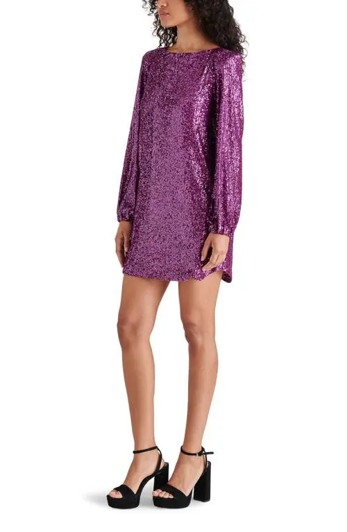 Steve Madden Sequin Mini Shift Dress With Long Sleeves