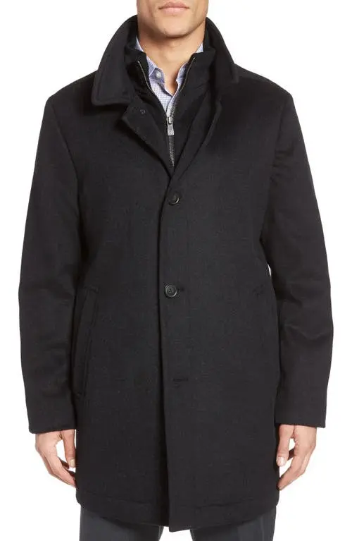 Hart Schaffner Marx Macbeth Car Coat With Bib - Black Heather