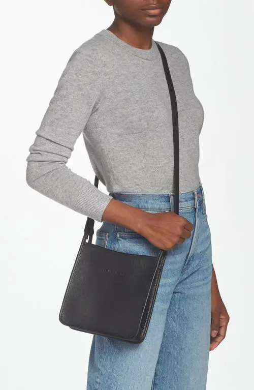 Longchamp Le Foulonné Leather Crossbody Bag - Black