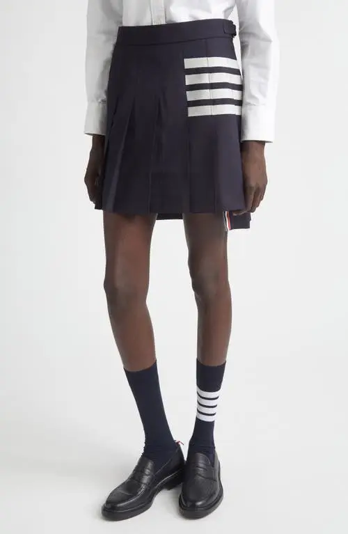 Thom Browne Drop Back Pleated Miniskirt - Navy