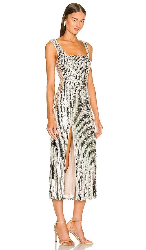 Show Me Your Mumu Eden Midi Dress In Platinum Party Sequins - 30% Off |  Editorialist