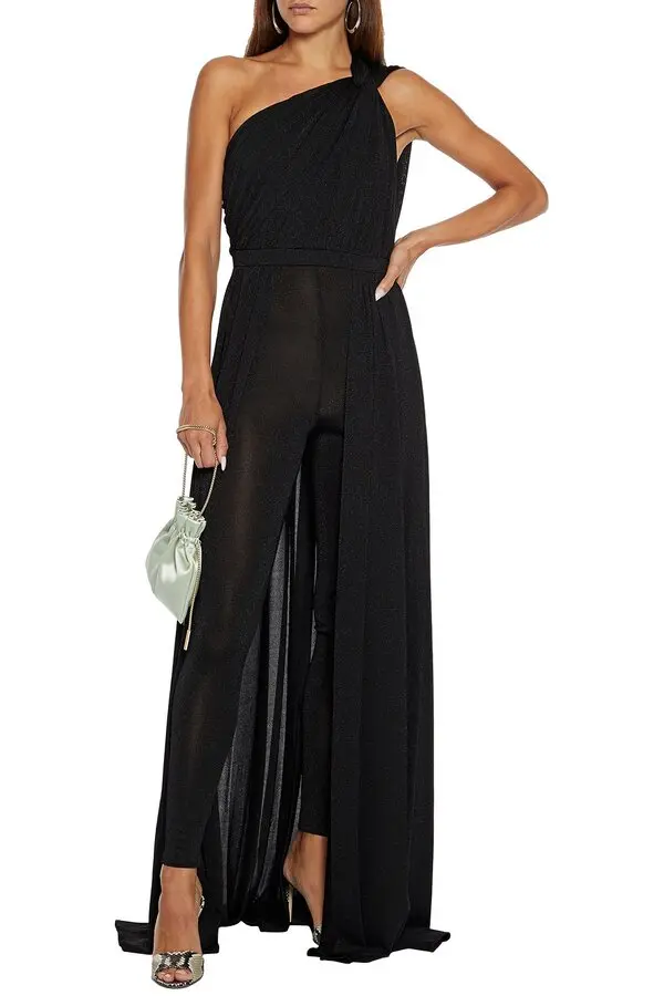 Halston Ira One-shoulder Lurex Jumpsuit