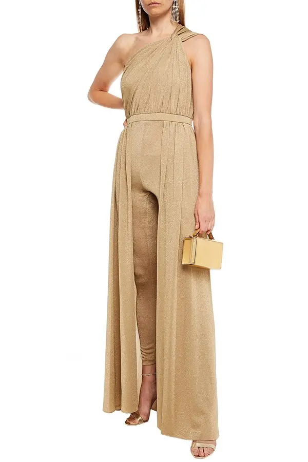 Halston Ira One-shoulder Lurex Jumpsuit