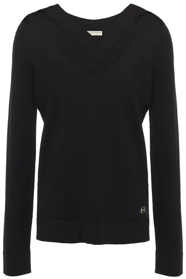 Emilio Pucci Cutout Wool Sweater - Black