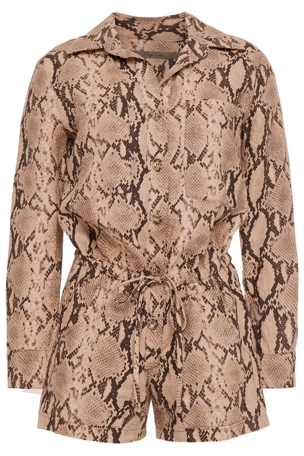 Enza Costa Snake-print Linen Playsuit - Animal Print