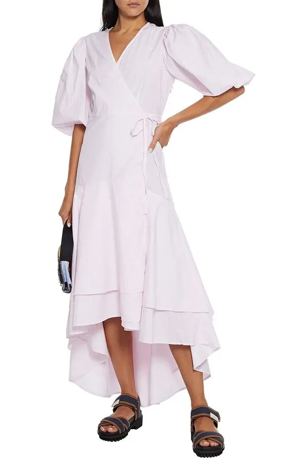 ganni pink wrap dress GANNI Pink Floral Wrap Dress GANNI