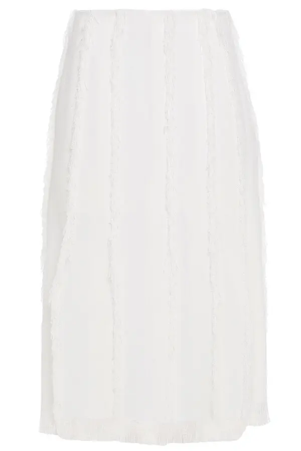Emilio Pucci Frayed Gauze Midi Skirt - White