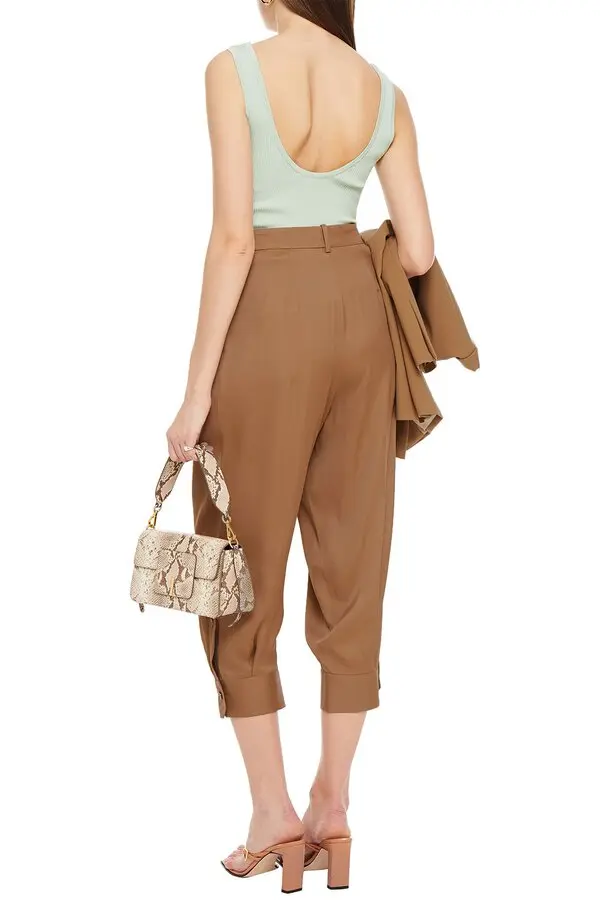 Emilio Pucci Cropped Pleated Crepe De Chine Tapered Trousers